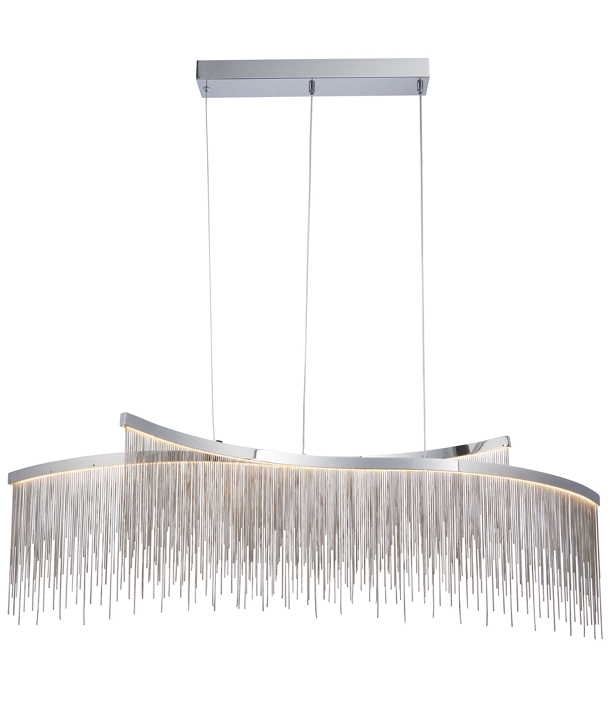 Contemporary Wire Suspended 2 Arm Linear LED Curved Pendant