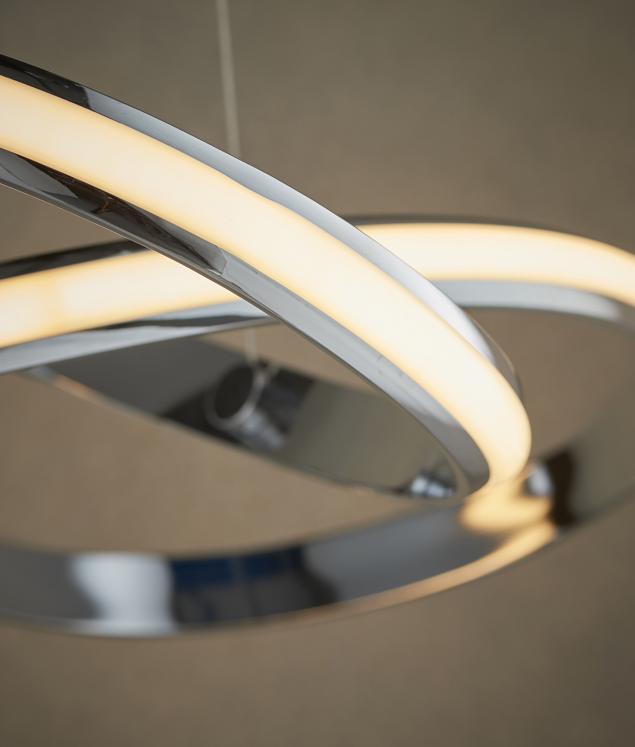 Contemporary Sculptural Wire Suspended Chrome LED Pendant Lamp