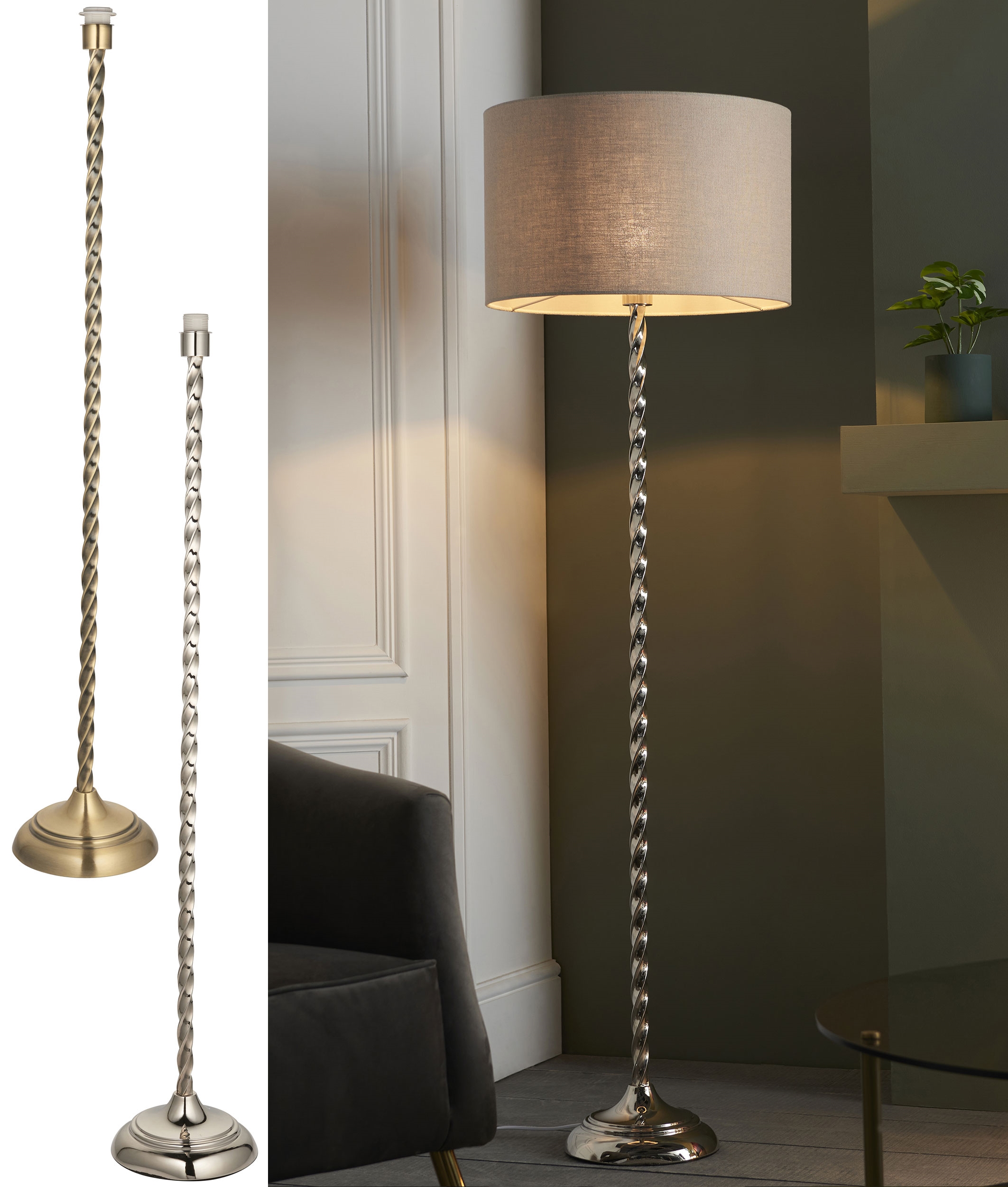 Mid-Height Standard Lamp Base with Classic Twisted Stem Design - Sold ...