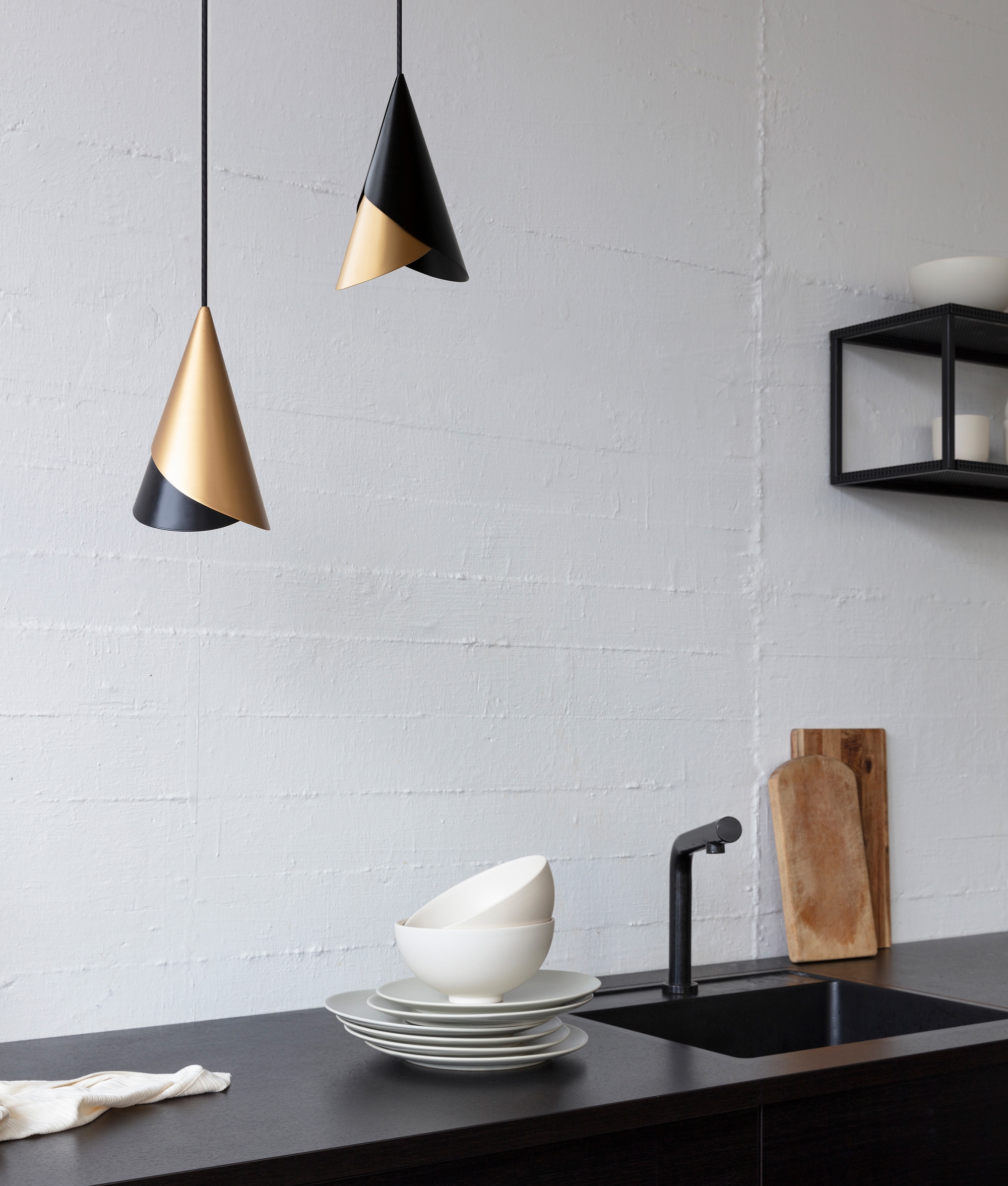 Scandinavian Metal Light Pendant - Slim Cone Cornet Shade by Umage