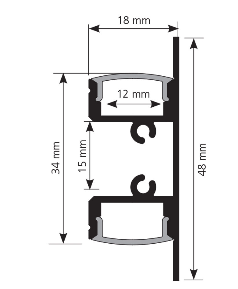 Easy Install Surface-Mounted Wallwashing Aluminium LED Profile - 2m for ...