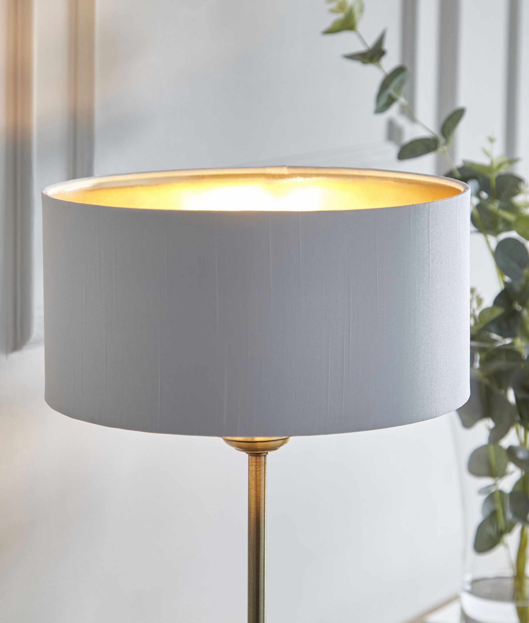 Classic Slim Table Lamp With Fabric Drum Shade - 2 Finishes