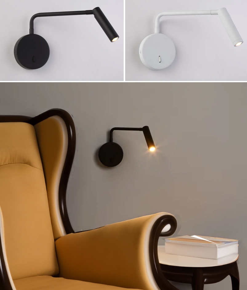 Bedside Reading Light - Switched and Pivots - Black or White