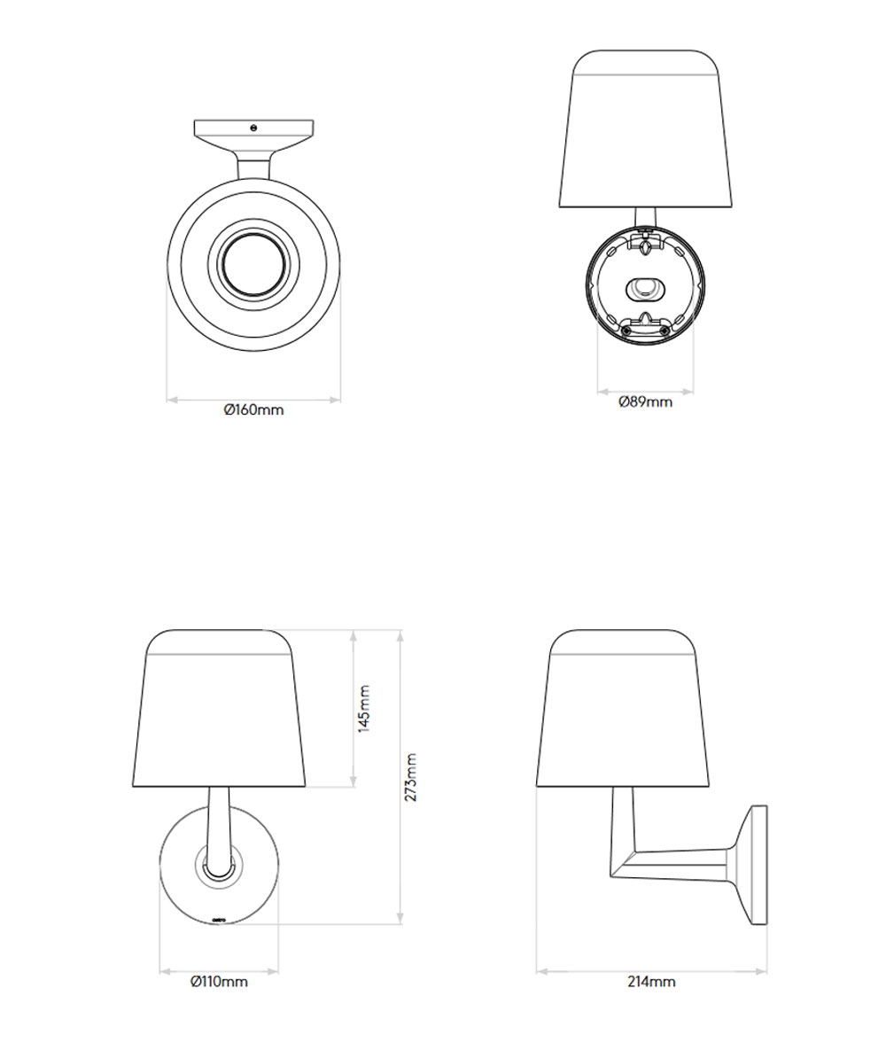 Wall Light with Porcelain Shade - Black or Light Brass Bracket