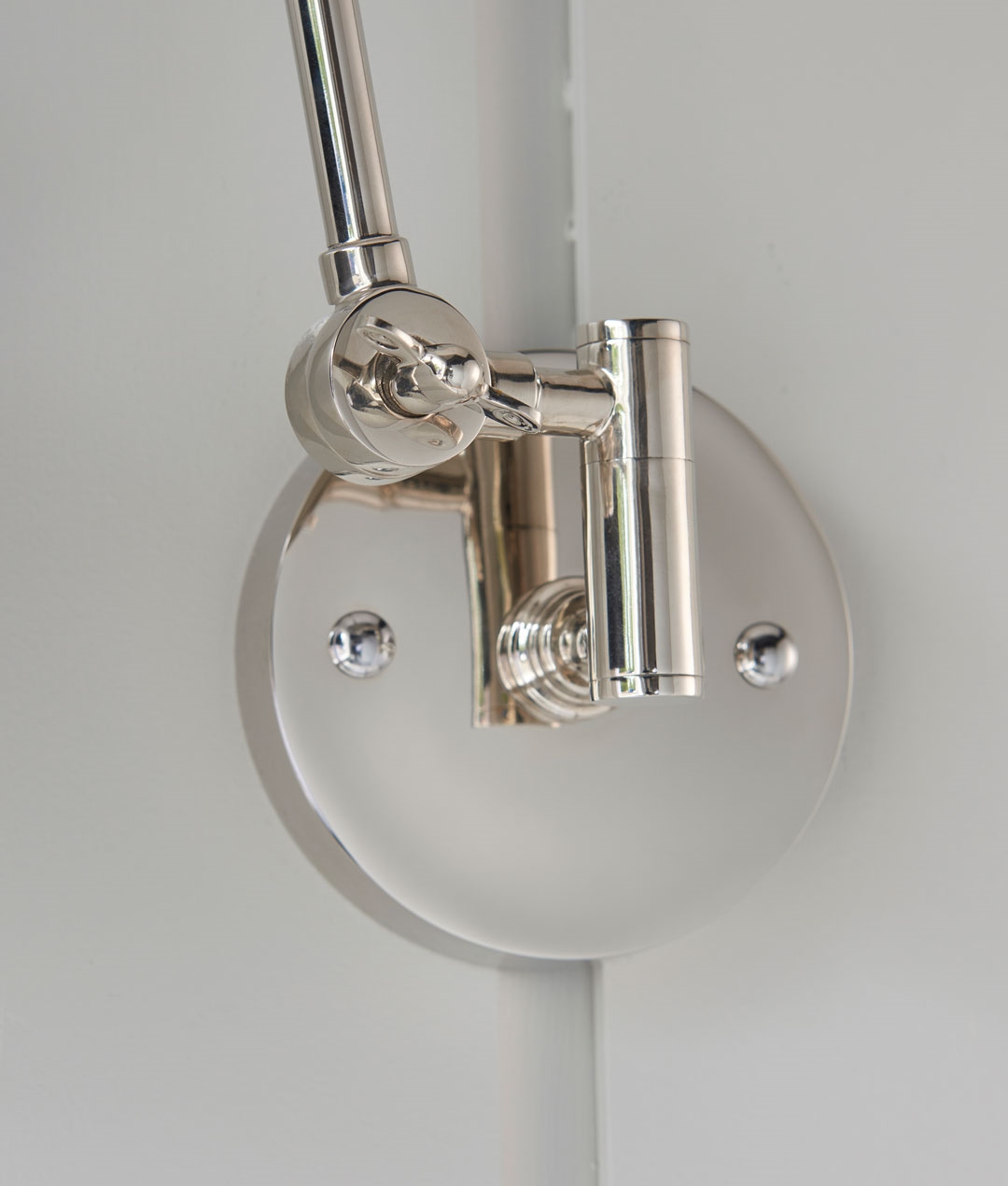 Highly Adjustable Swing Arm Shaded Wall Light in Brass or Nickel