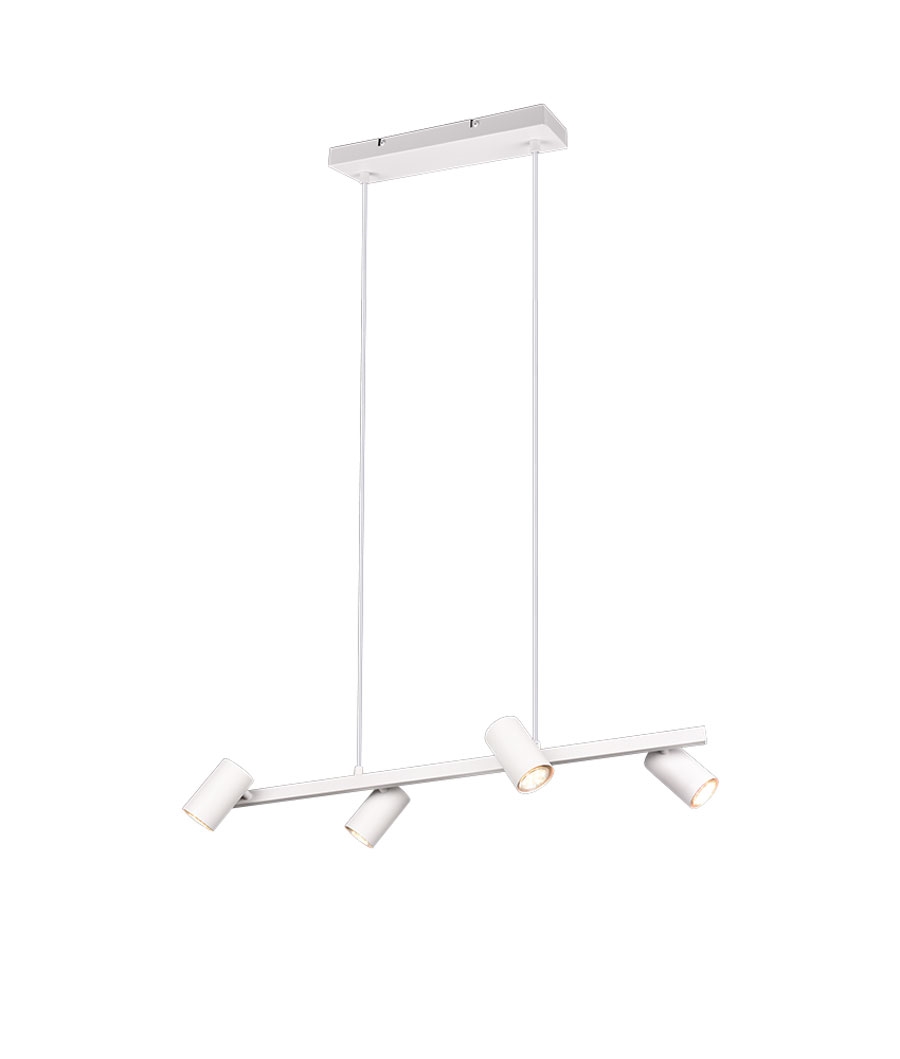 4 Adjustable Spotlights on a Suspended Ceiling Pendant - 4 Finishes