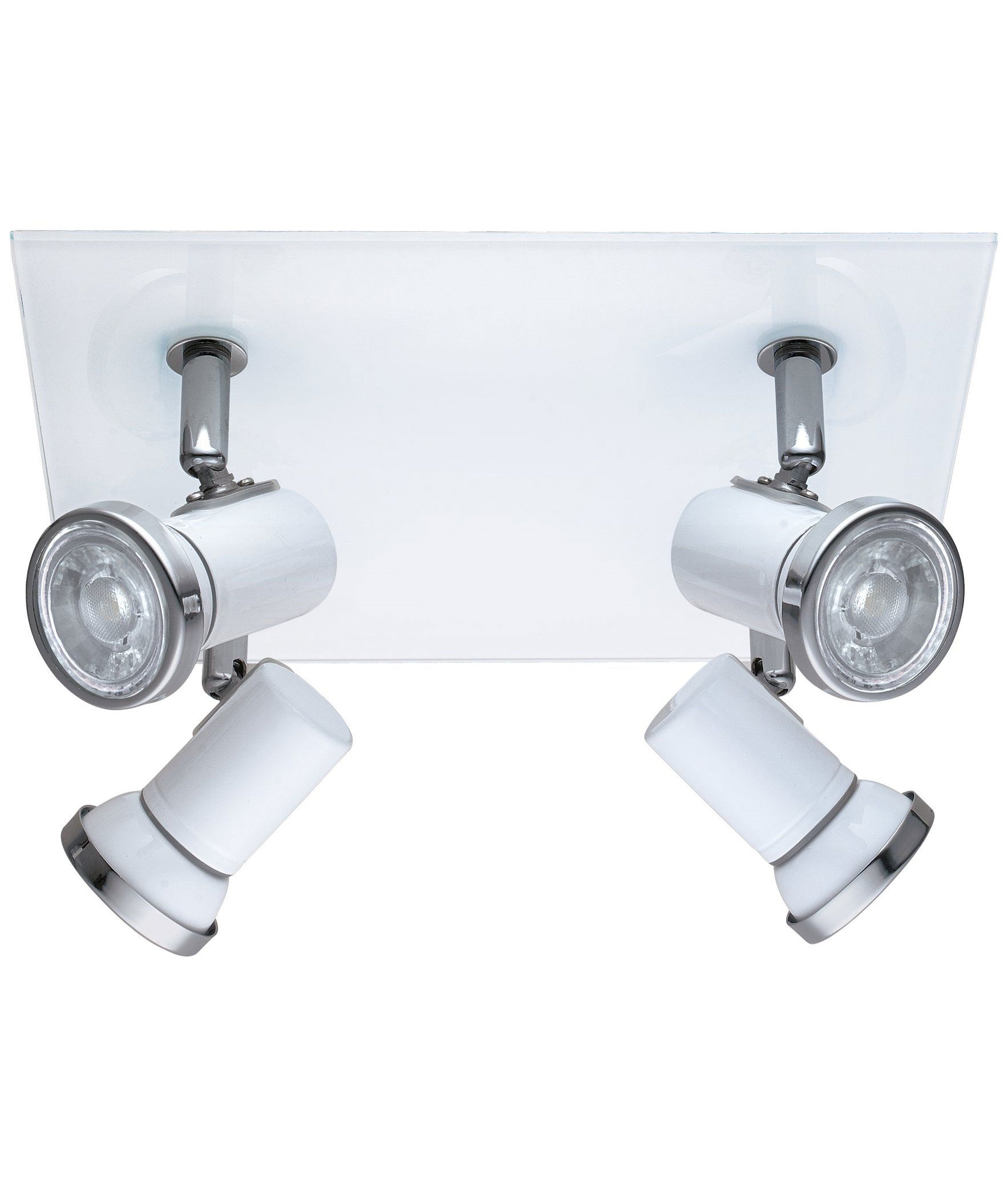 Square Ceiling Spotplate with 4 Adjustable Spotlights - White or Black ...