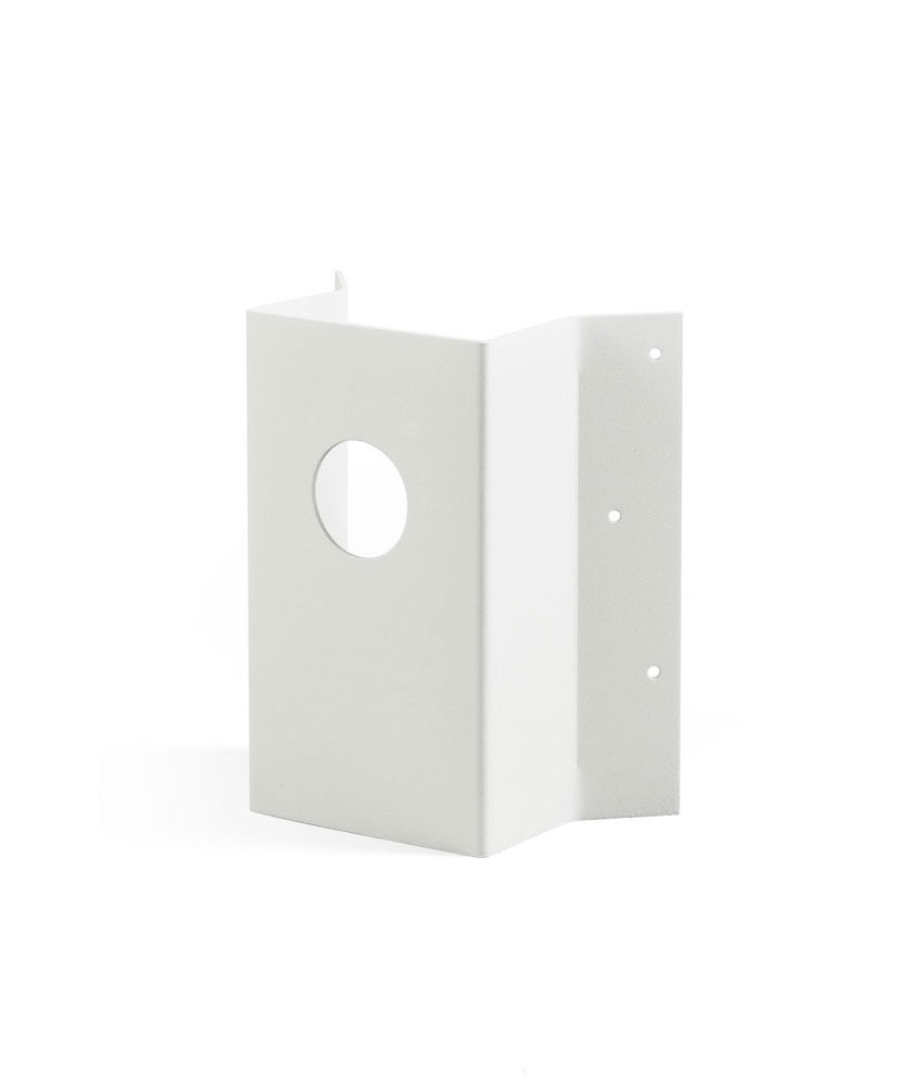 White Corner Bracket for Exterior Wall Light Installation