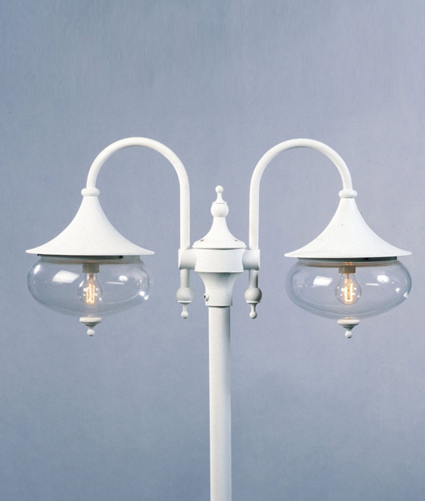 Double Lantern Clear Glass Modern Lamppost Light