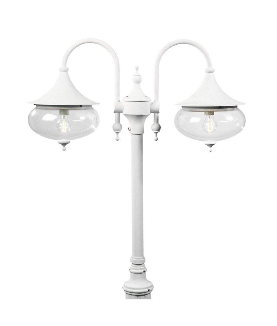 Double Lantern Clear Glass Modern Lamppost Light