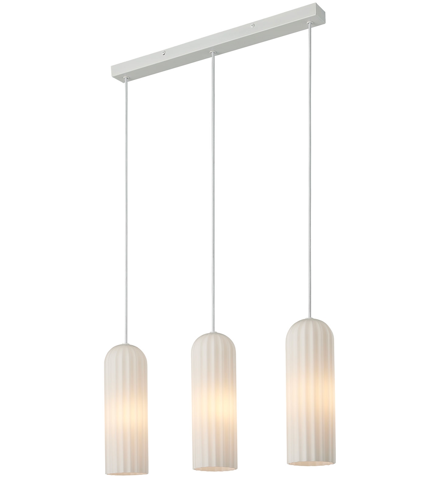 Glass Triple Pendant Bar Light - Sits Flush to Ceiling - White or Smoked
