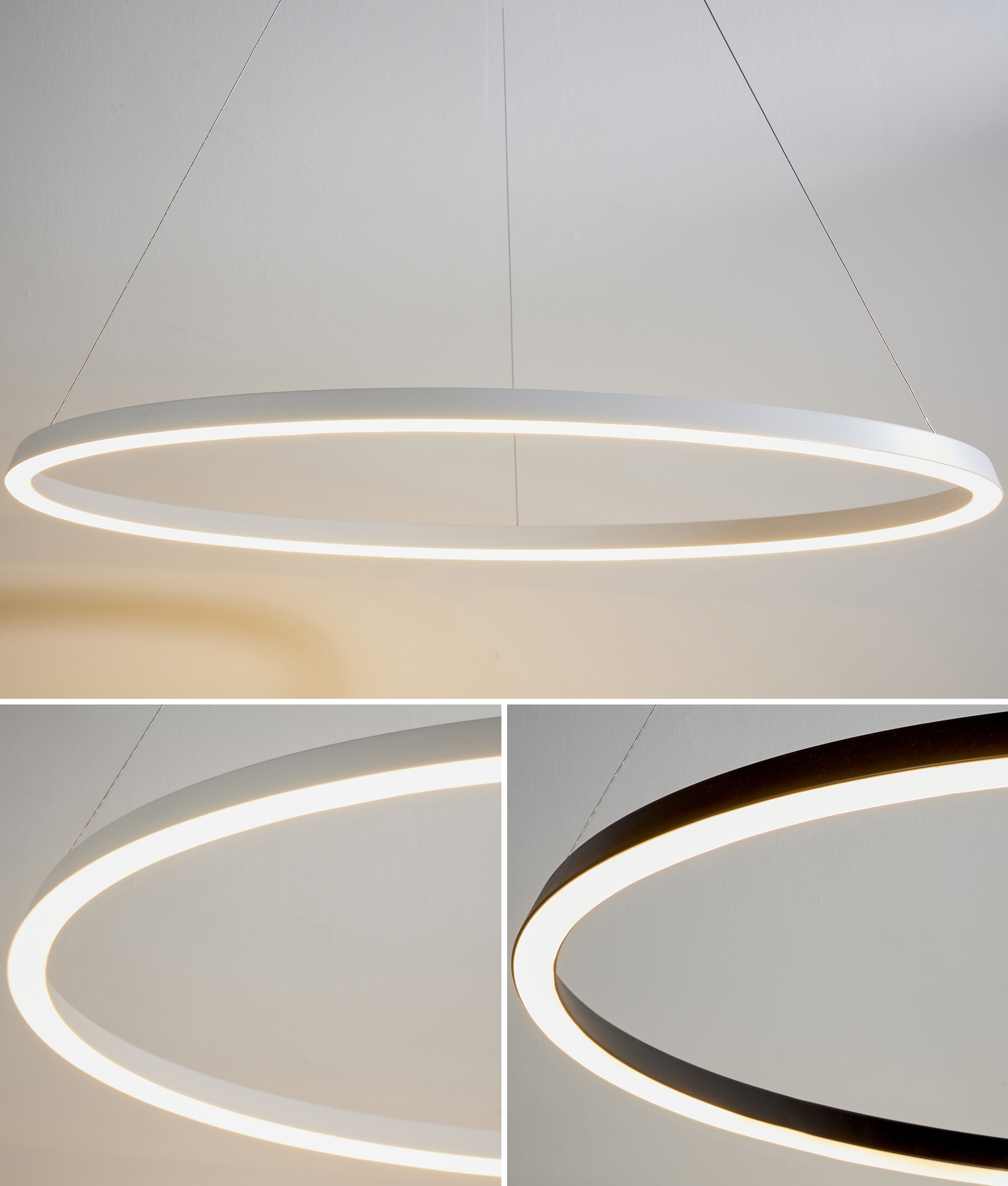 Contemporary 80cm LED Ring Pendant Light - Matt Black or White