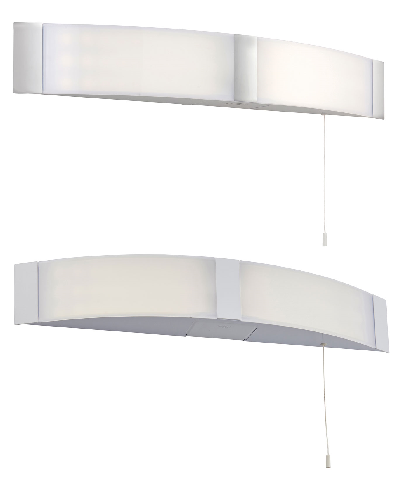 LED IP44 Curved Shaver Bathroom Light with Pullcord - White or Chrome ...