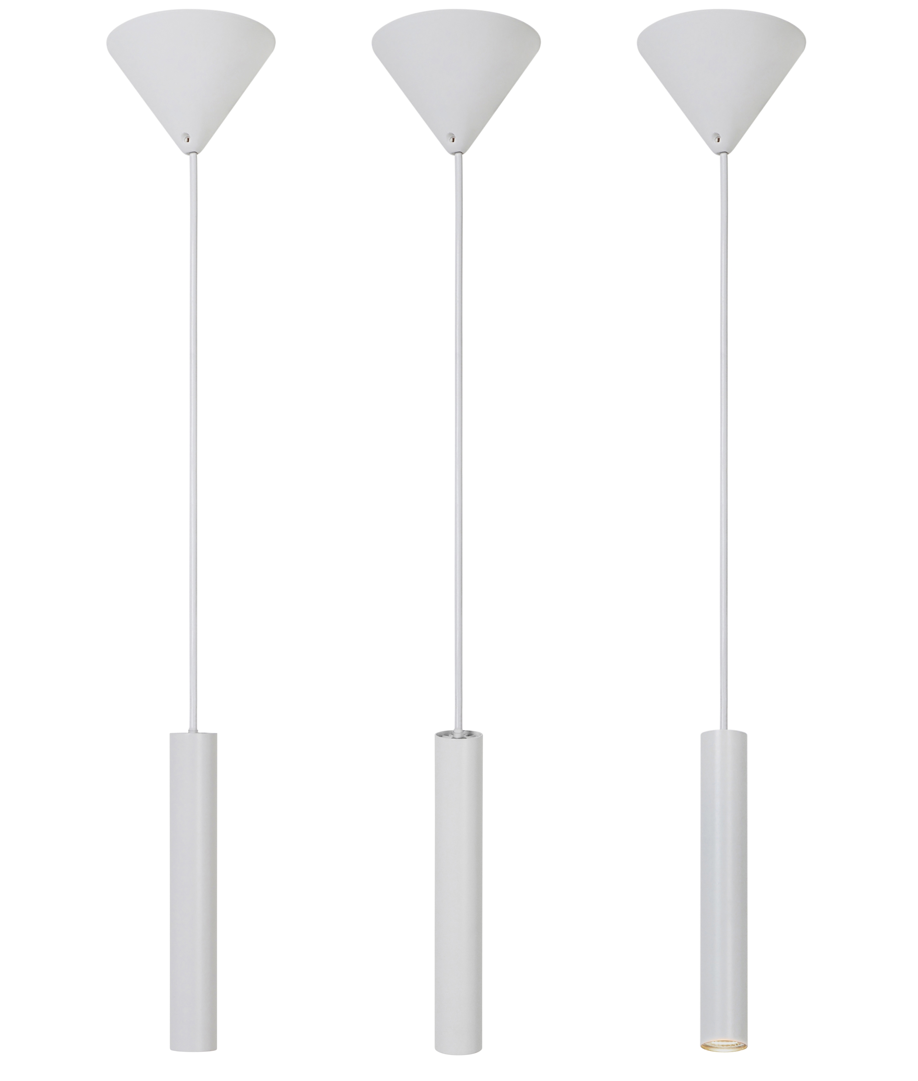 Slim Cylindrical Tube LED Pendant Light in White or Black - Dimmable