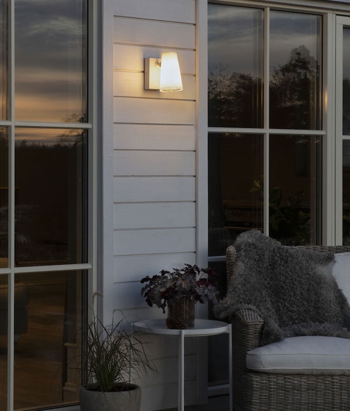 Adjustable White Glass IP54 Wall Light