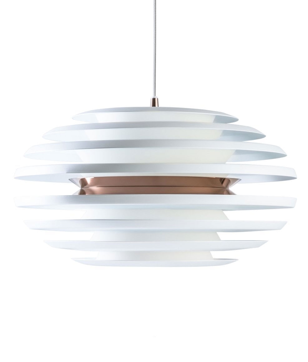 White Ceiling Pendant in Elliptical Multi Layered Design