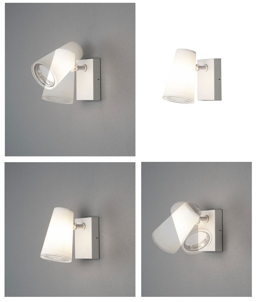 Adjustable White Glass IP54 Wall Light