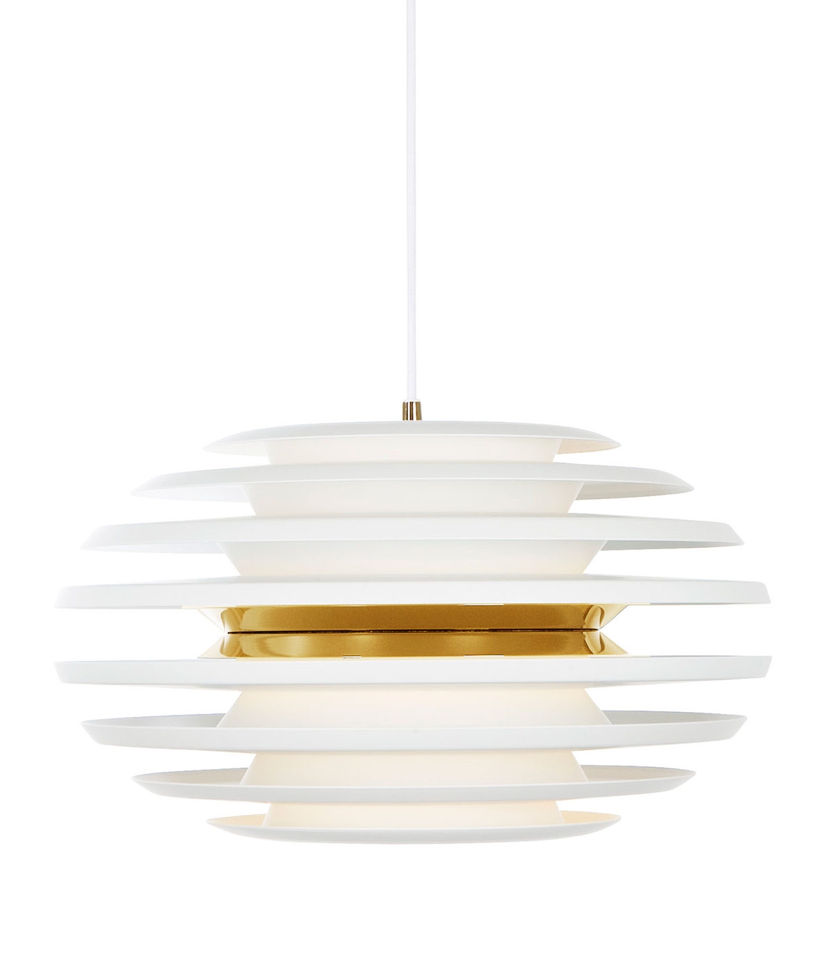 White Ceiling Pendant in Elliptical Multi Layered Design