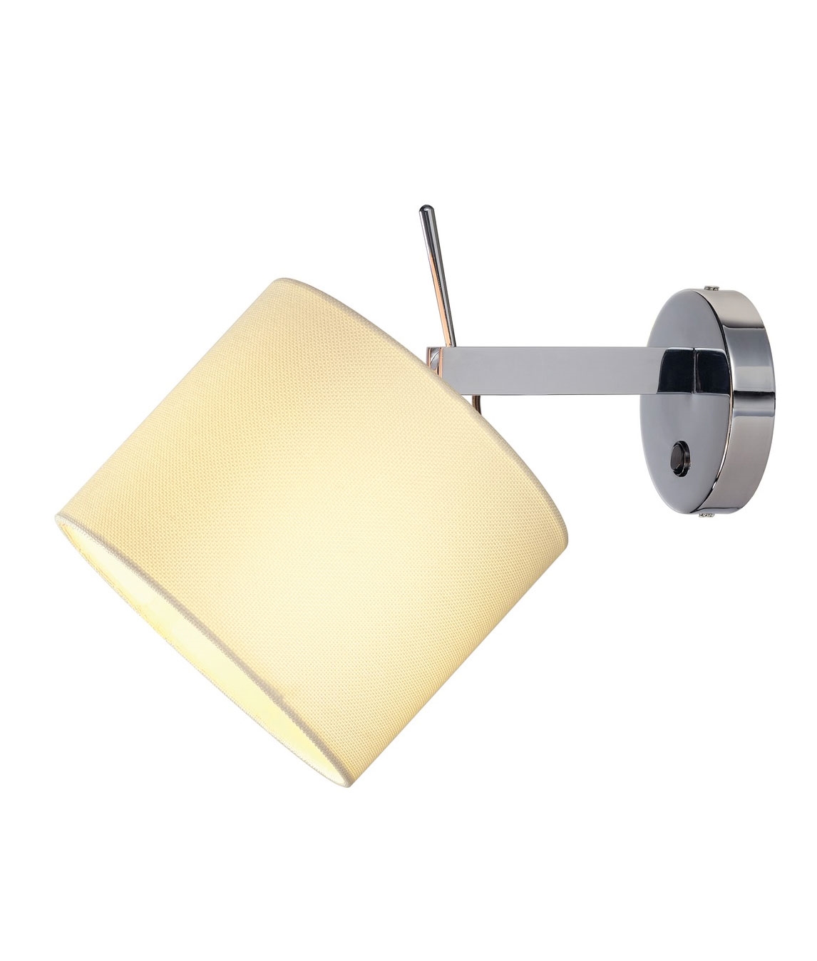 Shaded Adjustable Bedside Wall Light - Chrome & Switched