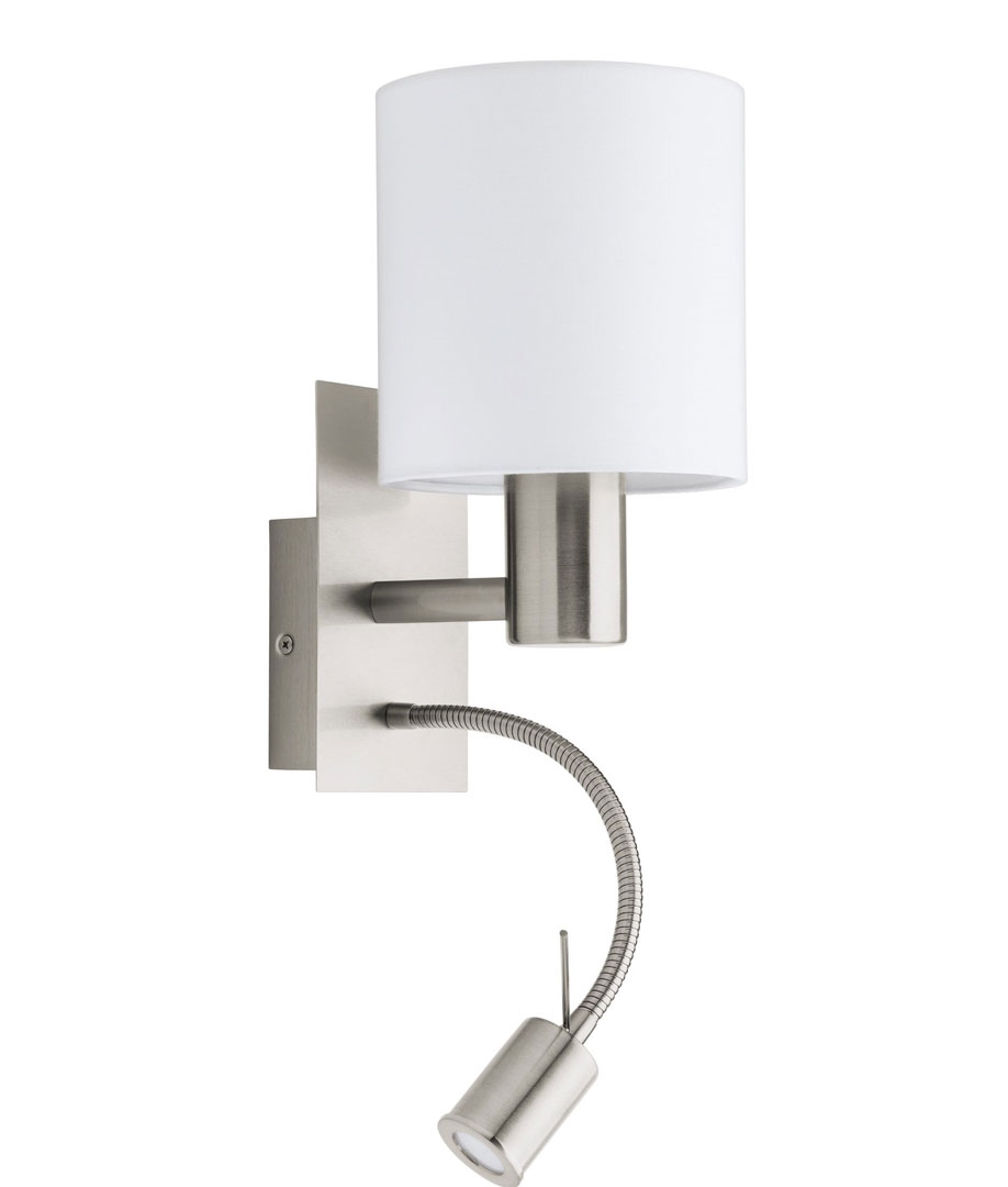 Bedside Wall Light with Shade and Adjustable LED Spot Light - Dual Function