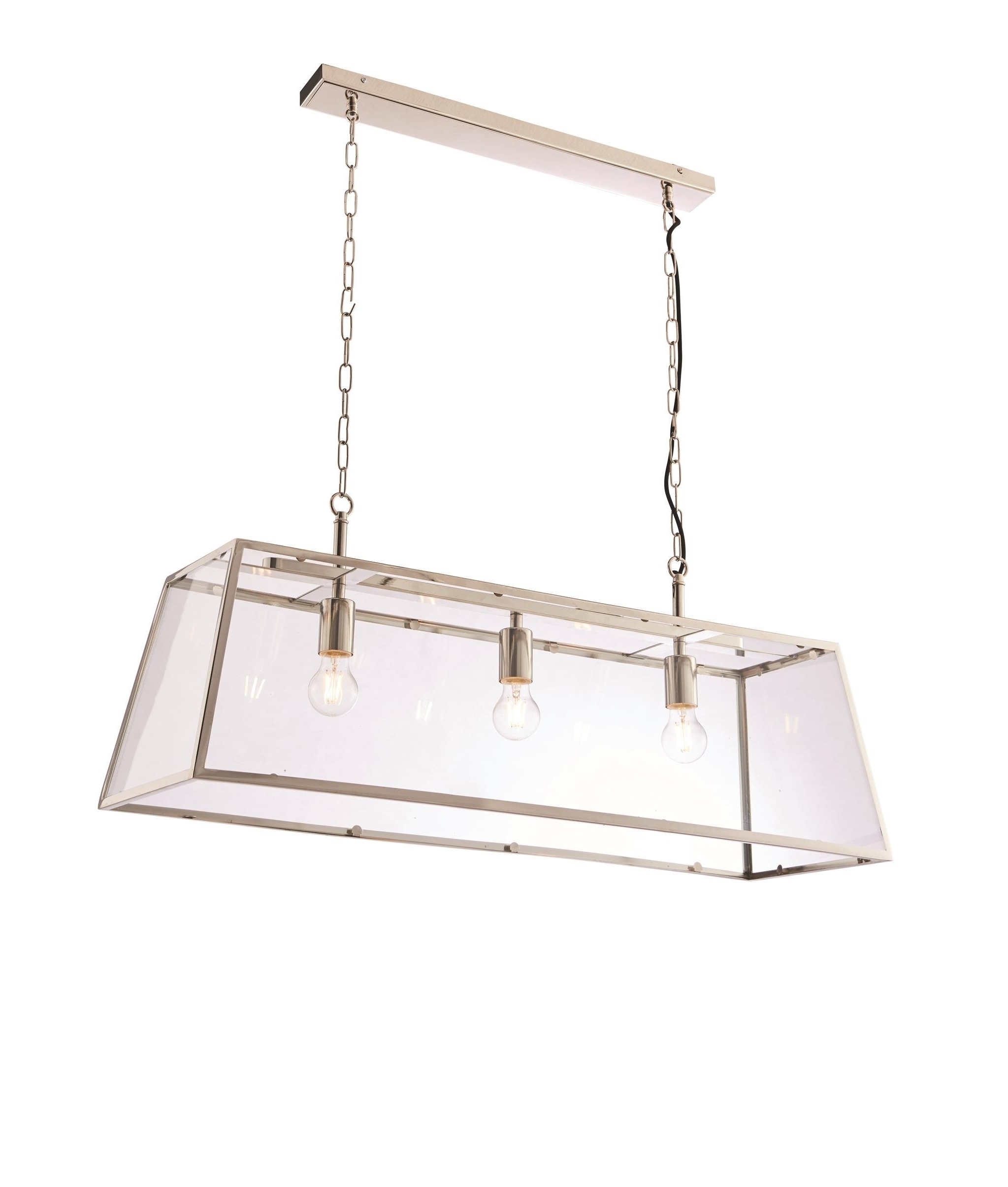 Bright Nickel Box Light with Clear Glass Width 950mm