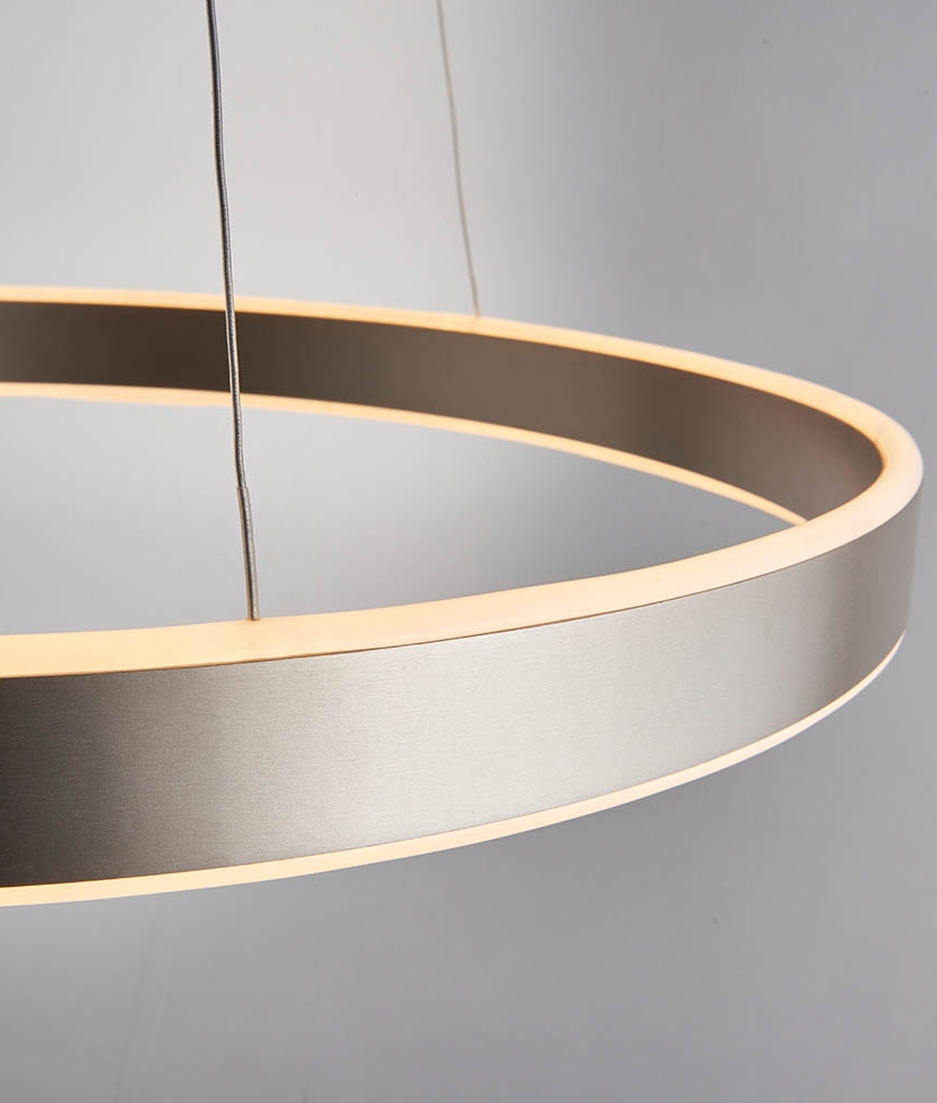 Dimmable Circular Matt Nickel LED Pendant 600mm Diameter
