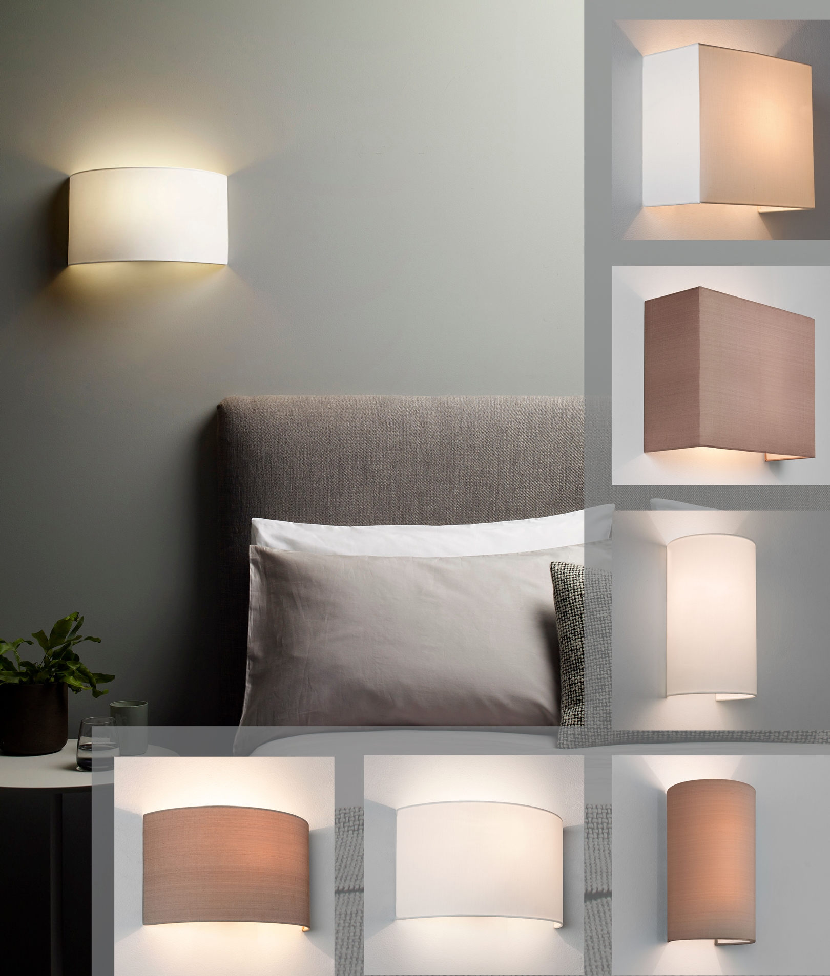 Simple Fabric Wall Light - Square Shade - Up & Down Lighting
