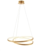 Interlocking Suspended Rings of Light - Gold Leaf Double Ring LED Pendant