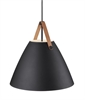 Leather Strap Metal Pendant Light Medium - 5 Finishes Available